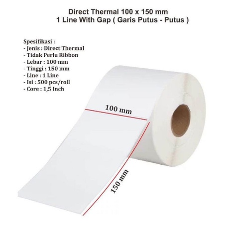 Jual Thermal 100 x 150 mm isi 500 Lembar / Label Thermal 100 x 150 mm Kertas isi 500 Lembar ...