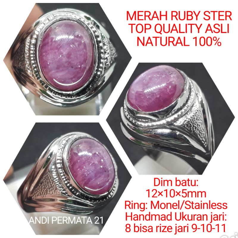 Jual CINCIN BATU PERMATA MERAH RUBY STER NATURAL 100% | Shopee Indonesia
