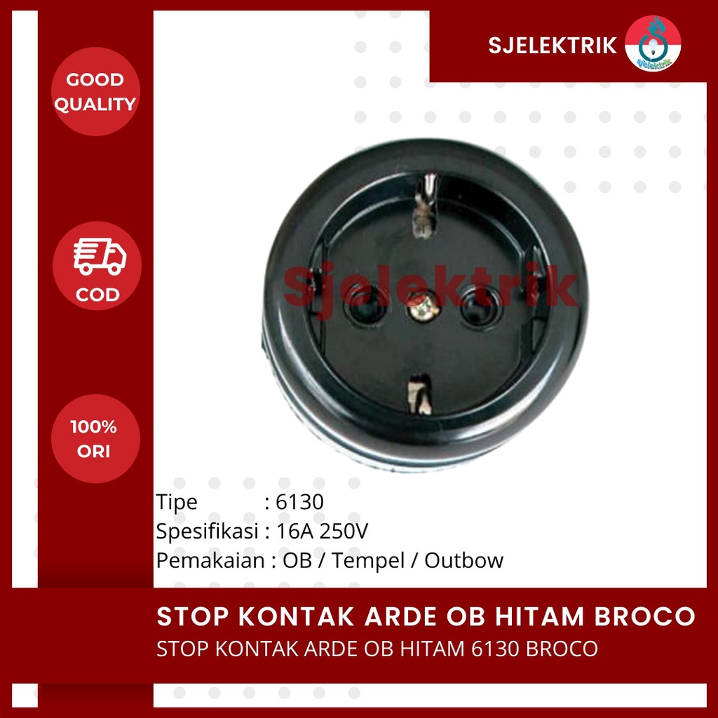 Jual STOP KONTAK ARDE OB HITAM 6130 BROCO | Shopee Indonesia