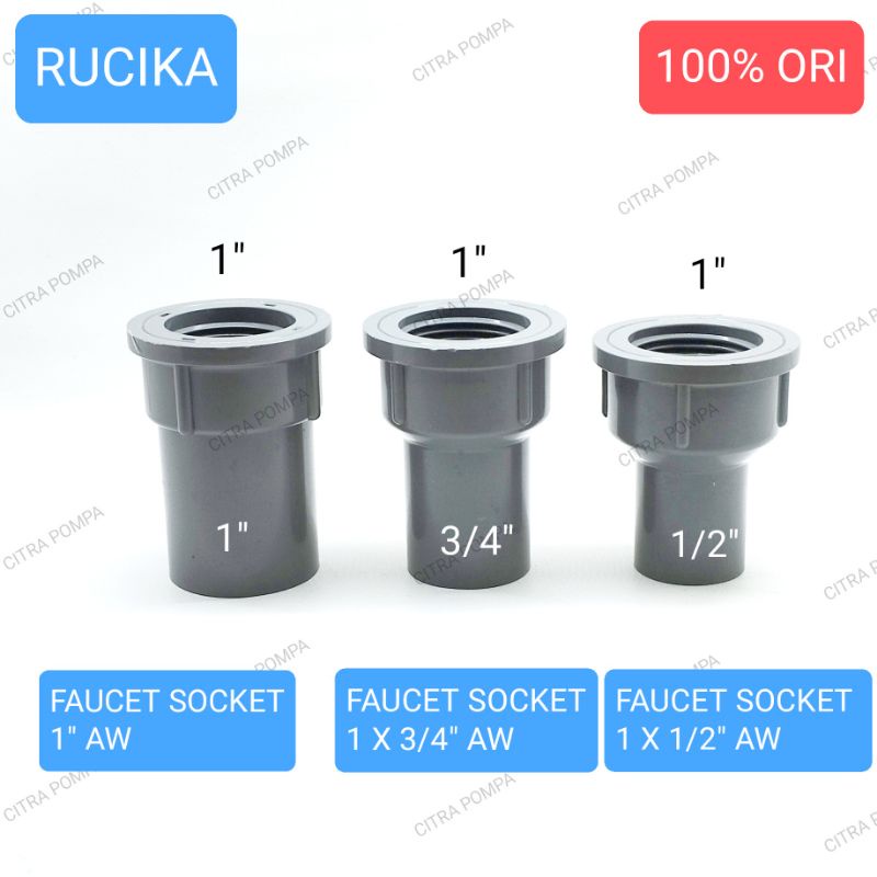 Jual RUCIKA SDD 1" AW / FAUCET SOCKET 1 X 1/2" AW / SOK DRAT DALAM 1 x ...