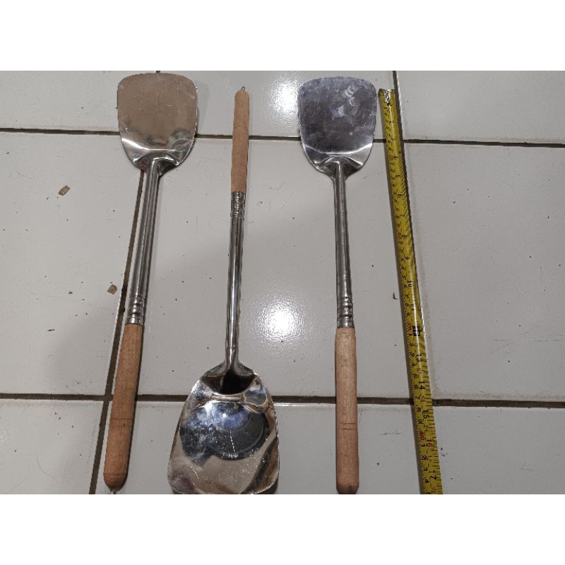 Jual Sodet Stainless / Spatula Besi Gagang Kayu kerajinan | Shopee ...