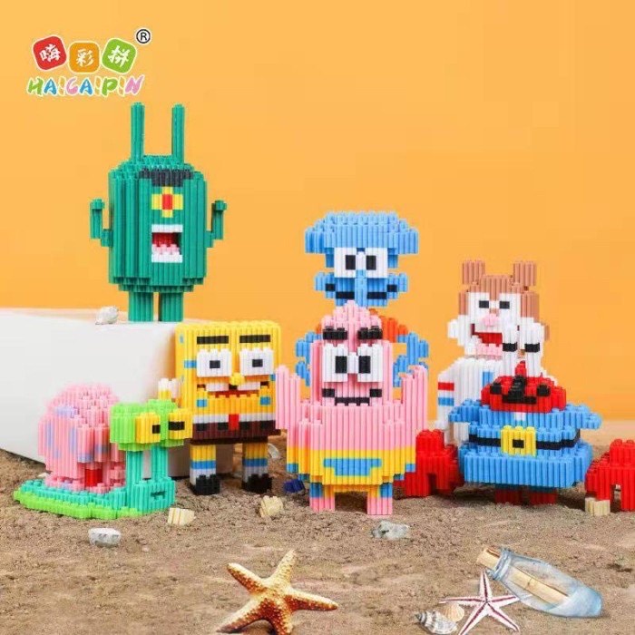 Jual Mainan balok susun karakter kartun spongebob and friends nano ...