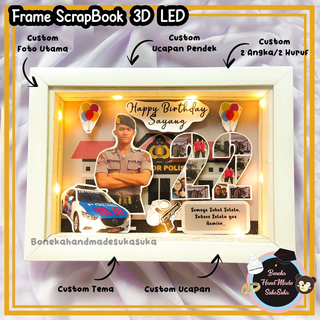 Jual Kado Frame Pop Up ScrapFrame 3D Lampu LED Kado Ulang Tahun Hadiah ...