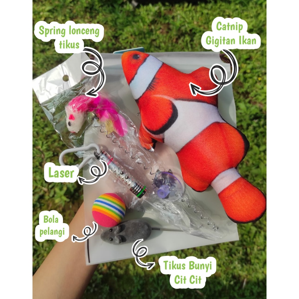 Jual Paket Mainan Kucing | Catnip Ikan | Bola | Tikus | Laser | Pet ...