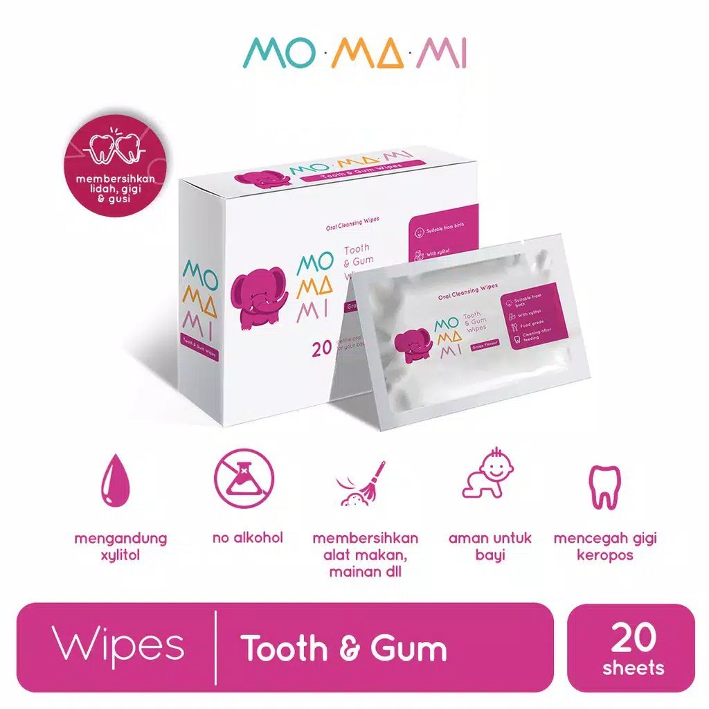 Jual Baby Wipes Momami Tooth & Gum Baby Wipes / Pigeon Tooth gum wipes ...
