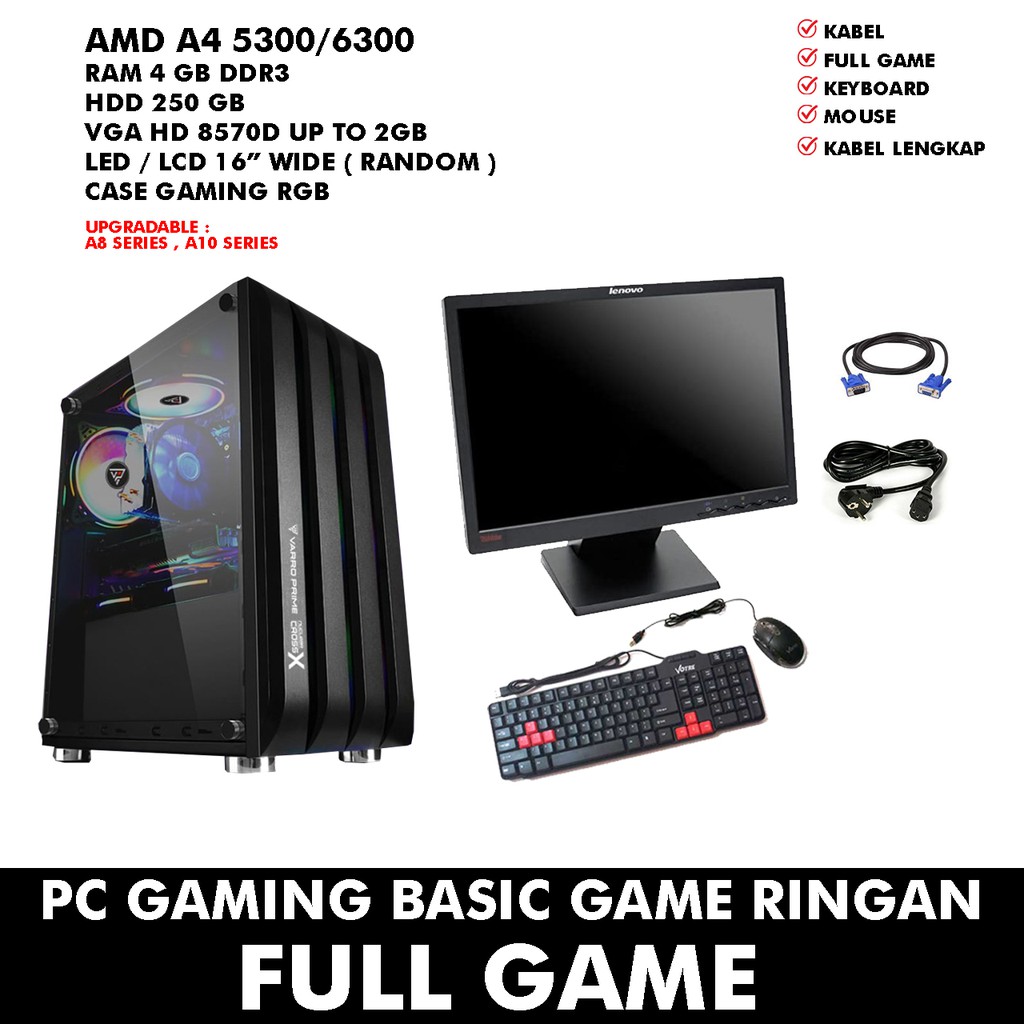 Jual PC GAMING RINGAN AMD APU A4 6300 FULL SETT | Shopee Indonesia