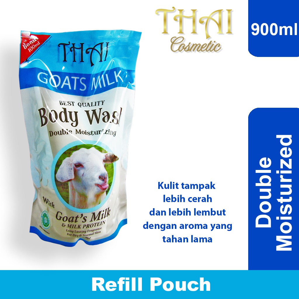 Jual Thai Body Wash Goats Milk Pouch 900+100 ml | Shopee Indonesia