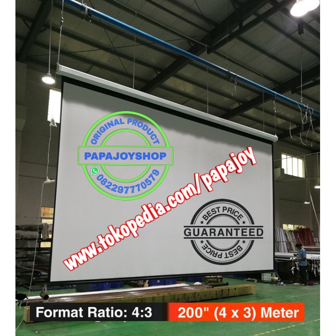 Jual LAYAR PROYEKTOR ELEKTRIK 200 INCH 4 X 3 METER SCREEN MOTORIZED ...
