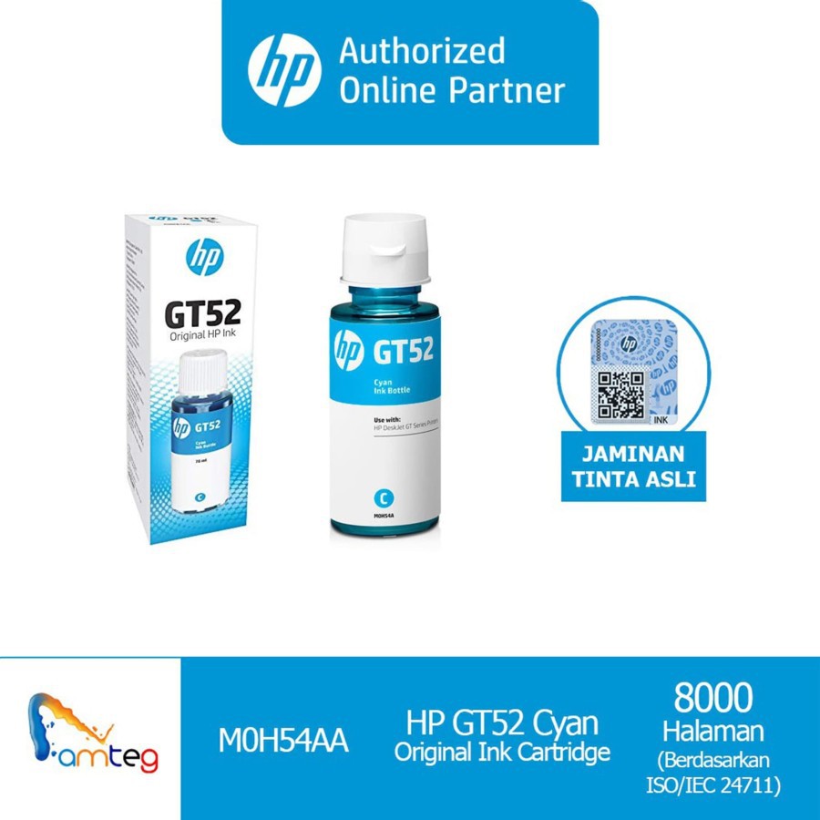 Jual HP Tinta GT52 Cyan Ink Bottle Original [M0H54AA] | Shopee Indonesia