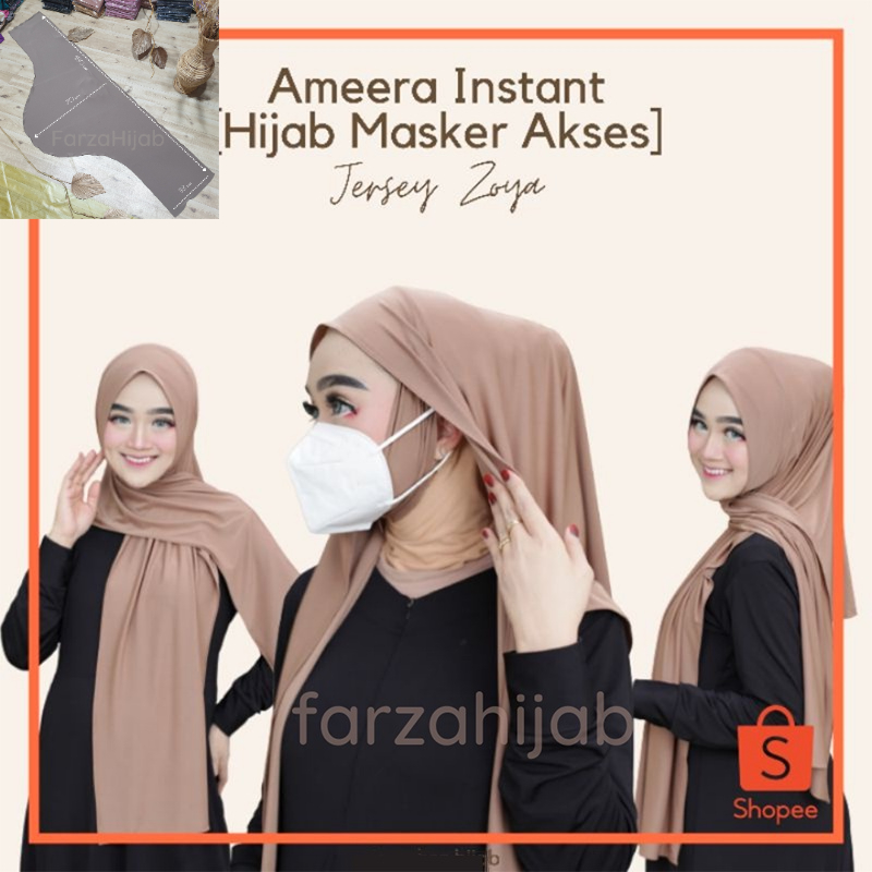 Jual [HIJAB MASKER AKSES] Pastan Ameera Instant Medina Pashmina Instan ...