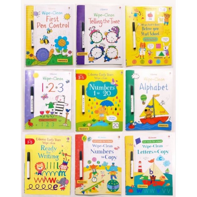 Jual Usborne Wipe and Clean Activity Workbook Alphabet Numbers | Shopee ...