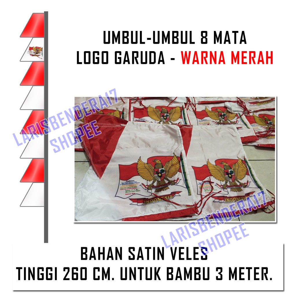 Jual Bendera umbul-umbul merah putih garuda 8 Mata | Bahan Satin Veles. Acara agustusan ...