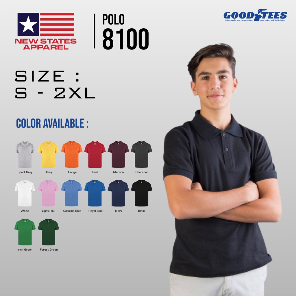 Jual Polo Shirt New States Apparel NSA Polo 8100 Size S-XXXL - Kaos ...