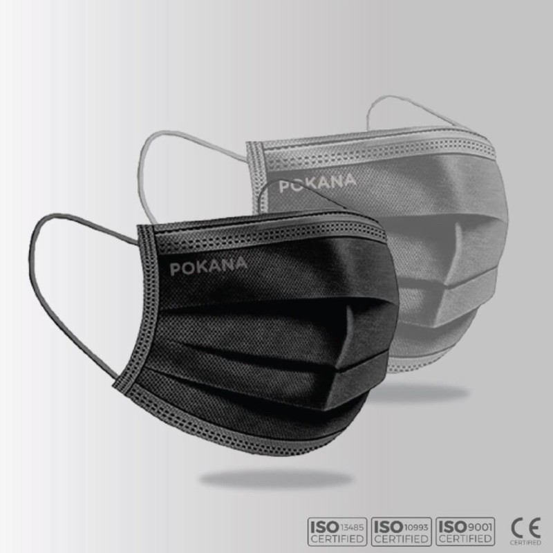 Jual POKANA SURGICAL MASK MASKER MEDIS BLACK & GREY HITAM ABU | Shopee ...