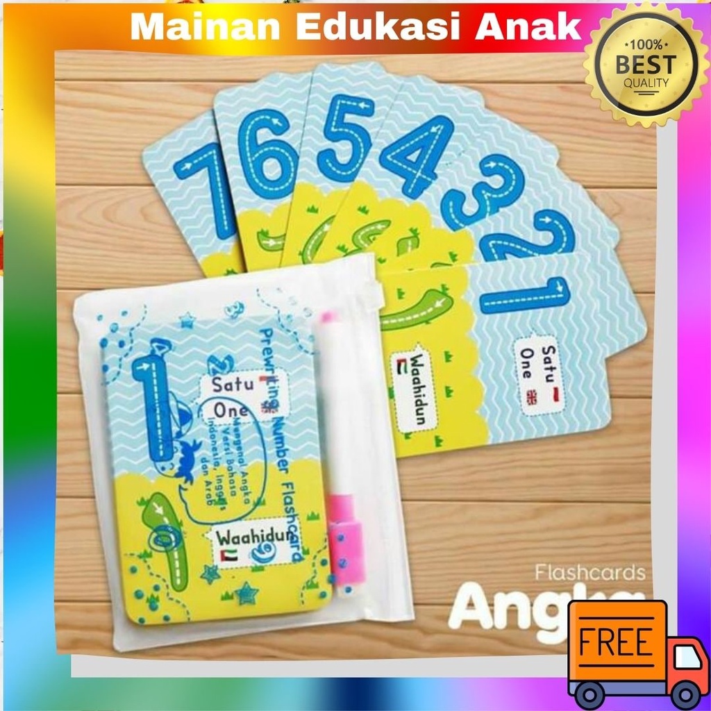 Jual Flash Card Angka Wipe n Clean / Kartu Belajar Menulis Angka ...
