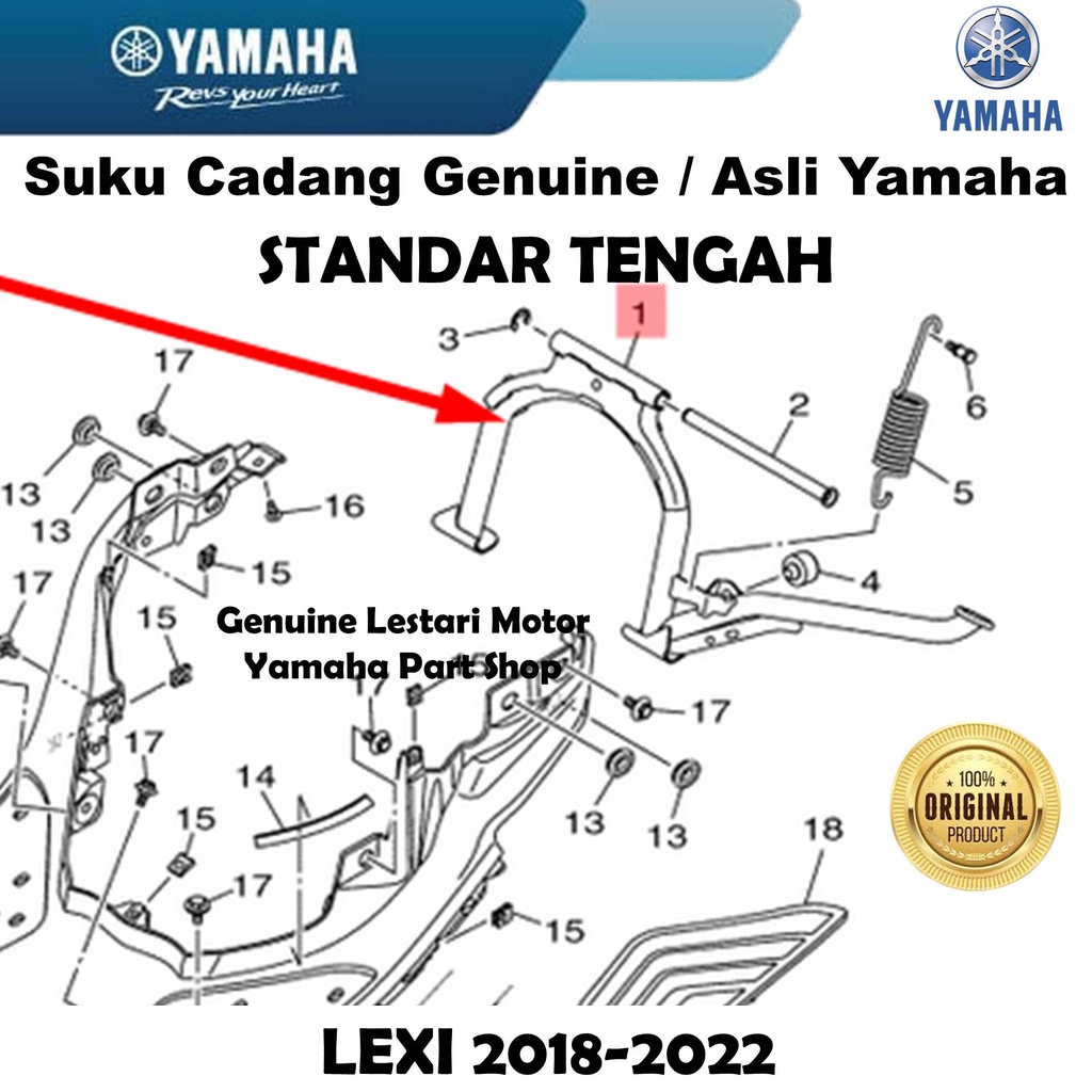 Jual Standart Standar Dua Tengah Lexi 2018-2022 Asli Yamaha Surabaya ...