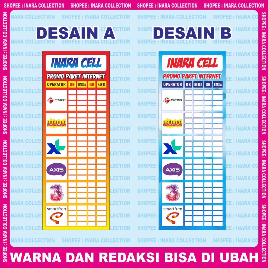 Jual Promo Spanduk Kuota / Banner Paket Pulsa Cell Konter | Shopee ...