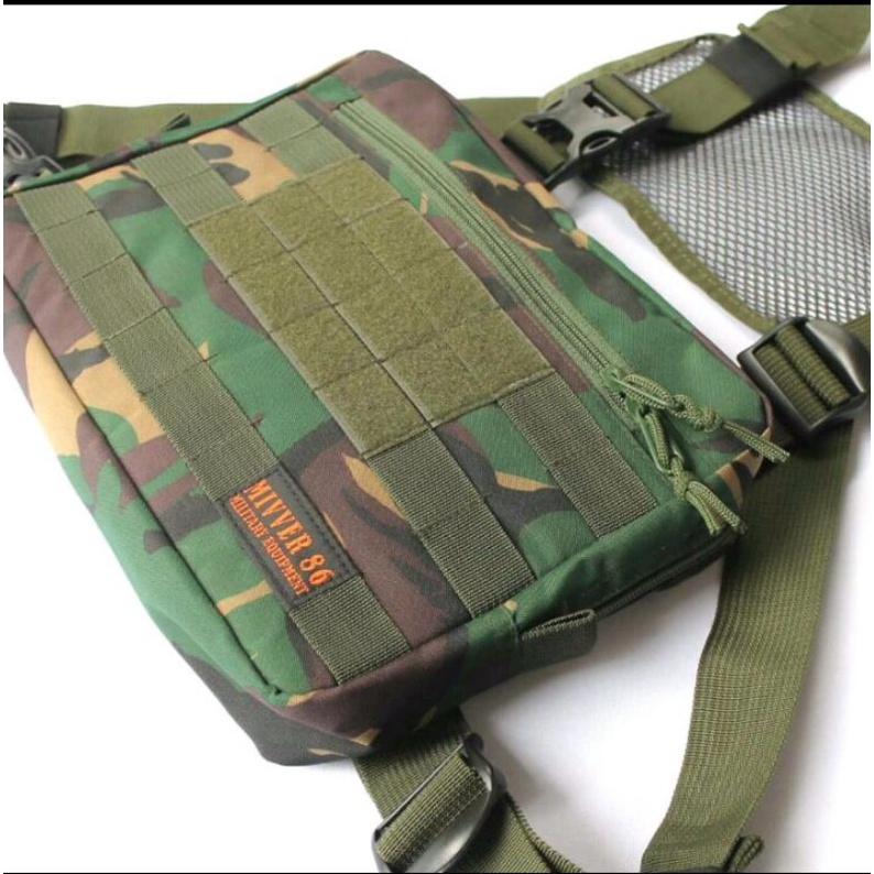 Jual CHEST RIG BAG/TAS DADA/CHESTBAG THREE STRAP VELCRO BLACK TACTICAL ...