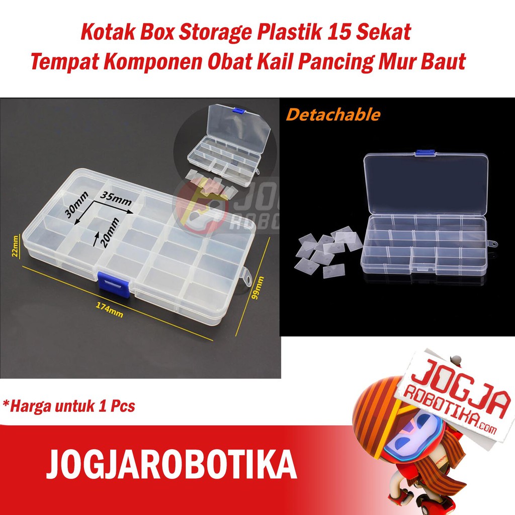 Jual Kotak Box Storage Plastik 15 Sekat Tempat Komponen Obat Kail ...