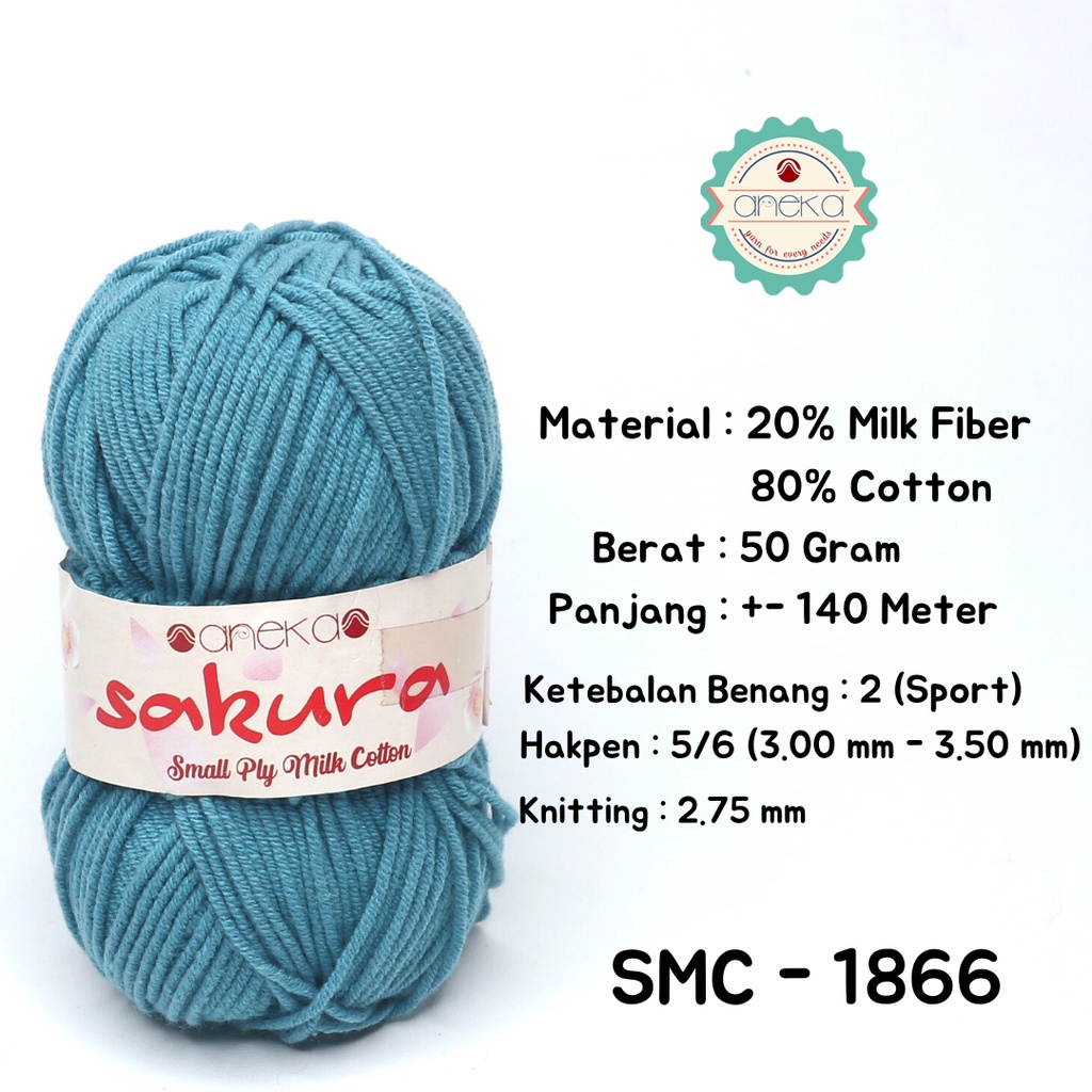Jual ANEKA - Benang Rajut Katun Susu 4 Ply / Sakura SMALL PLY Milk ...