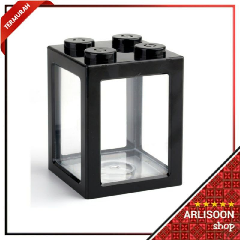 Jual Aquarium Mini Lego Block 4 Side Windows 8x8x11cm with USB Light ...
