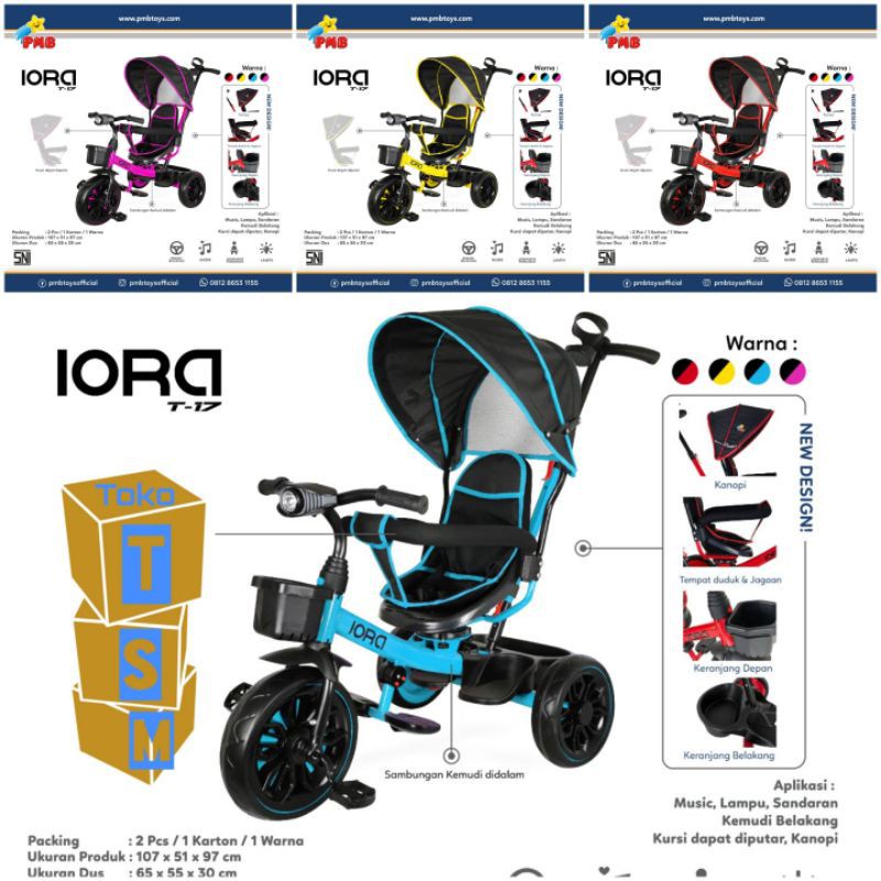 Jual Sepeda Roda Tiga PMB IORA T17 Model Trike Stroller / Sepeda Anak ...