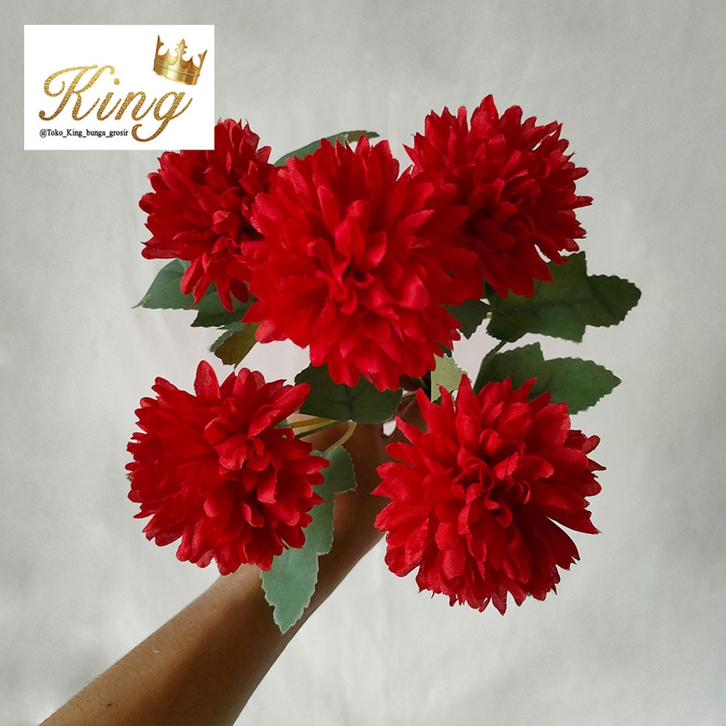 Jual Artificial Flower Pompom Mum 5 Head Bunga Palsu Plastik Buatan ...