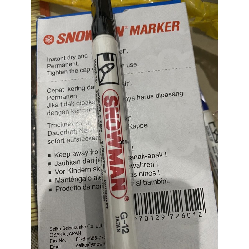 Jual snowman G-12 permanent marker || jual spidol permanet ada warna ...