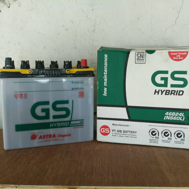 Jual Aki mobil / Battery GS ASTRA Type GS HYBRID 46B24L / NS60L 12V 45AH | Shopee Indonesia