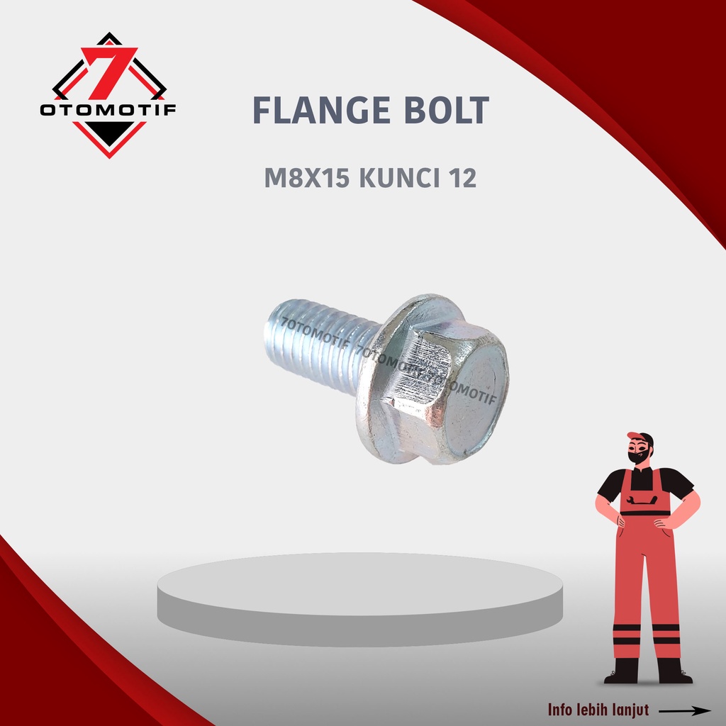 Jual Flange Bolt M8x15 Kunci 12 Baut Footstep Topi 8x15 8mm M8 | Shopee ...