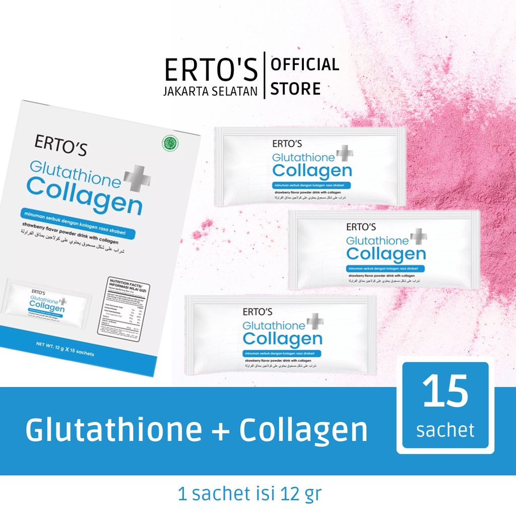 Jual ERTOS Glutathione + Collagen minuman serbuk dengan kolagen rasa strawberry | Shopee Indonesia