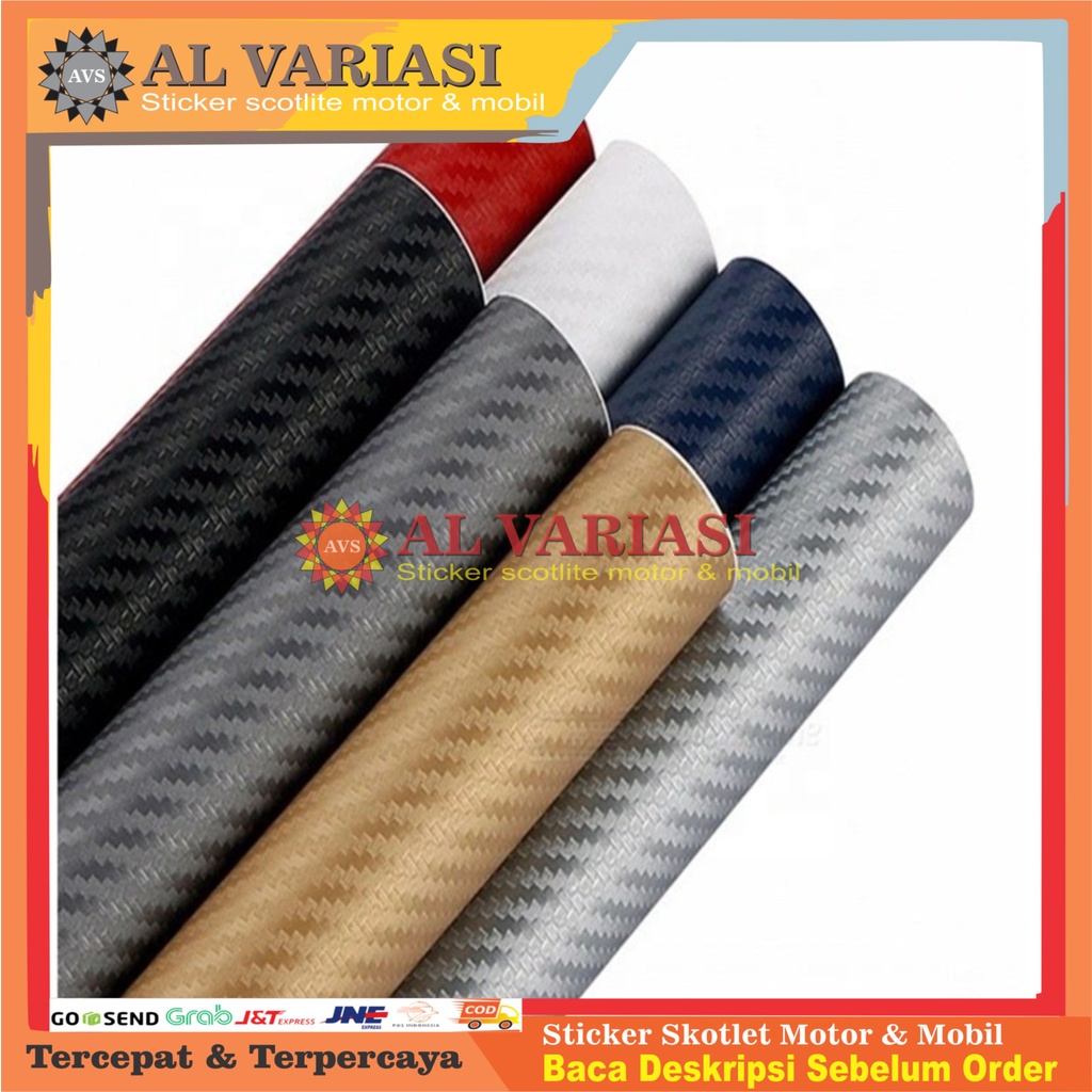 Jual Skotlet Motor Carbon Fiber 3D Lebar 45cm / sticker karbon doff ...