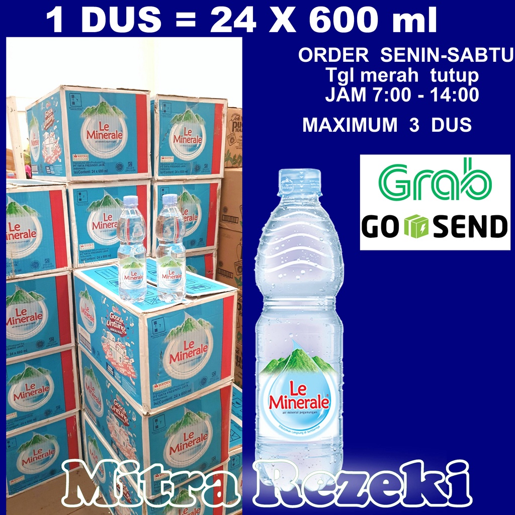 Jual Le Minerale Air Mineral Dus Botol Tanggung 600ml x 24 pcs lemineral air minum kemasan ...