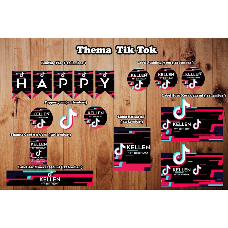 Jual Paket Printable Dessert Table / Label Ulang Tahun Tik Tok TikTok ...