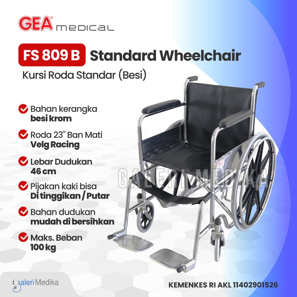 Jual Kursi Roda Wheelchair Velg Racing GEA FS809B / FS-809B / FS 809 B ...