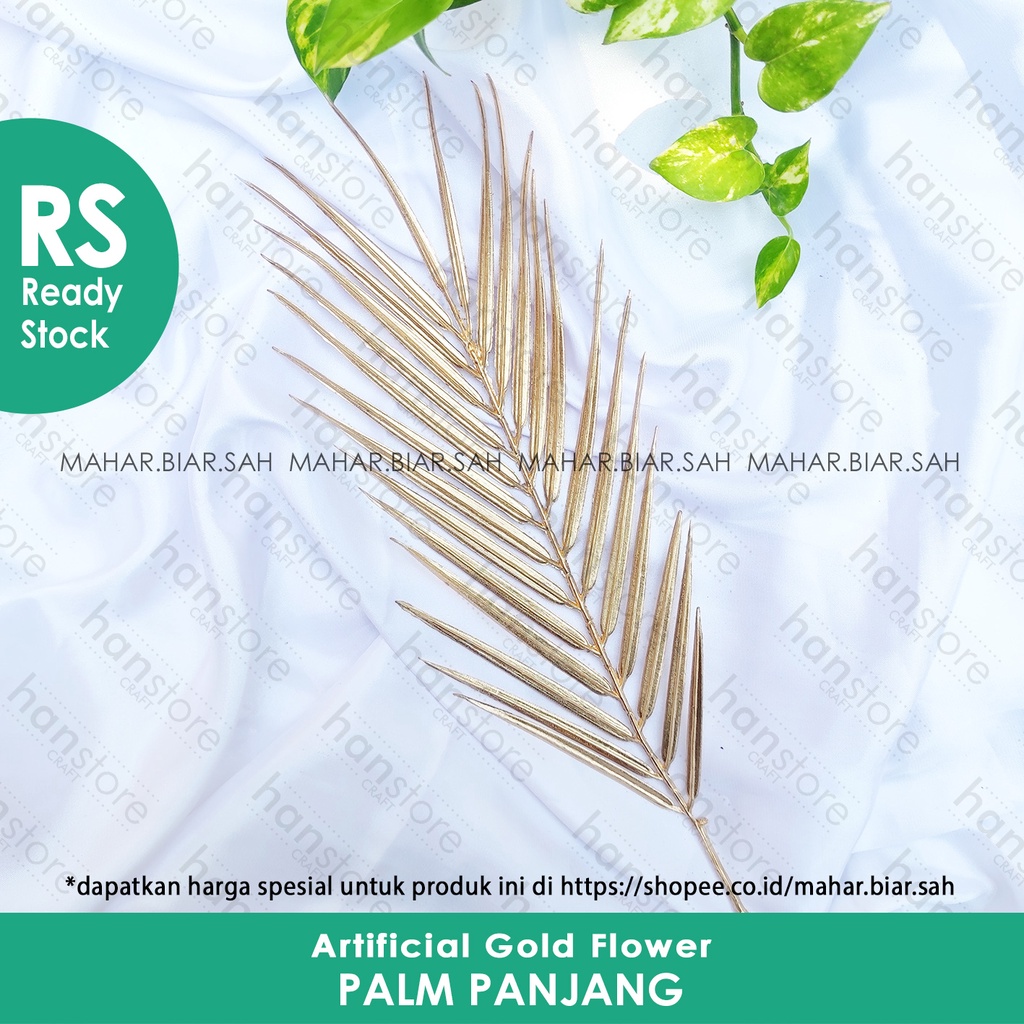 Jual RS 1 Tangkai Daun Palm Panjang Artificial Gold / Bunga Palsu ...