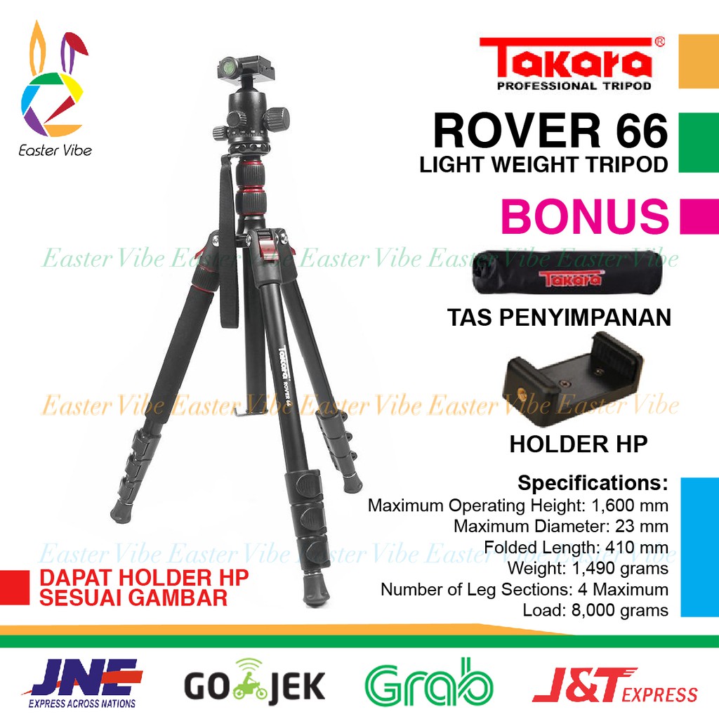 Jual TAKARA ROVER 66 LIGHT WEIGHT TRIPOD FOR DSLR MIRRORLESS FREE ...