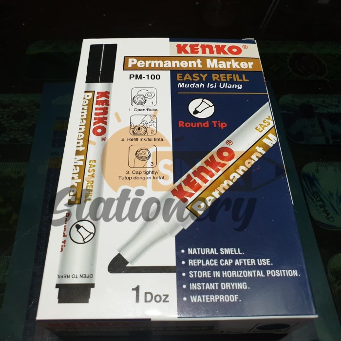 Jual Jual Spidol Permanent Pm100 Kenko Hitam 1Pak Isi 12Pc Hemat ...