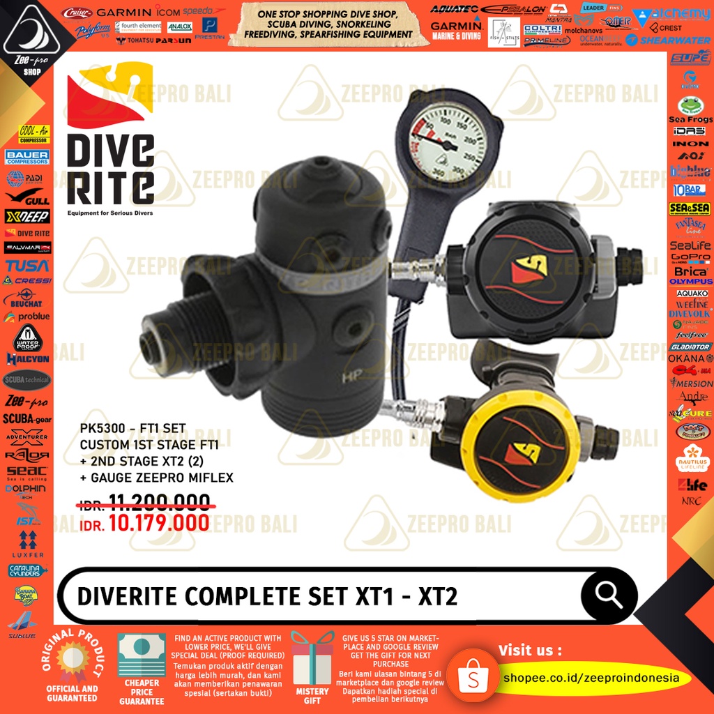 Jual Regulator Diverite RG5300 1st Stage XT1 Set XT2 Scuba Diving Alat ...