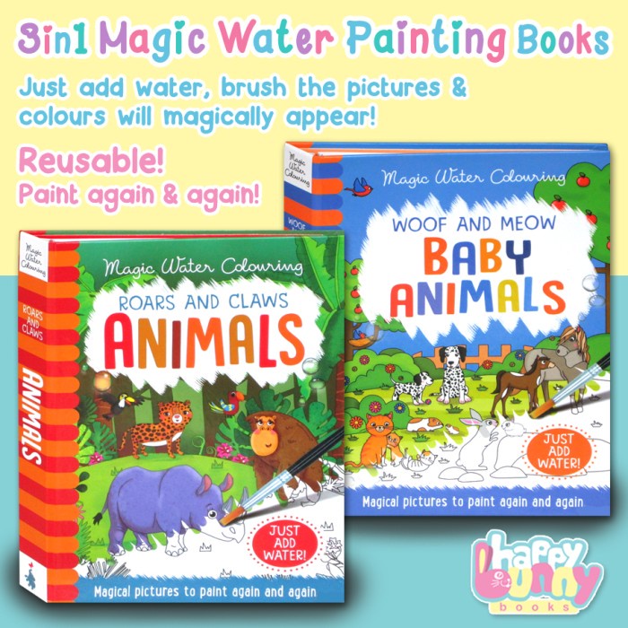 Jual 3In1 Magic Water Colouring Books (Just Add Water & Colors Will ...