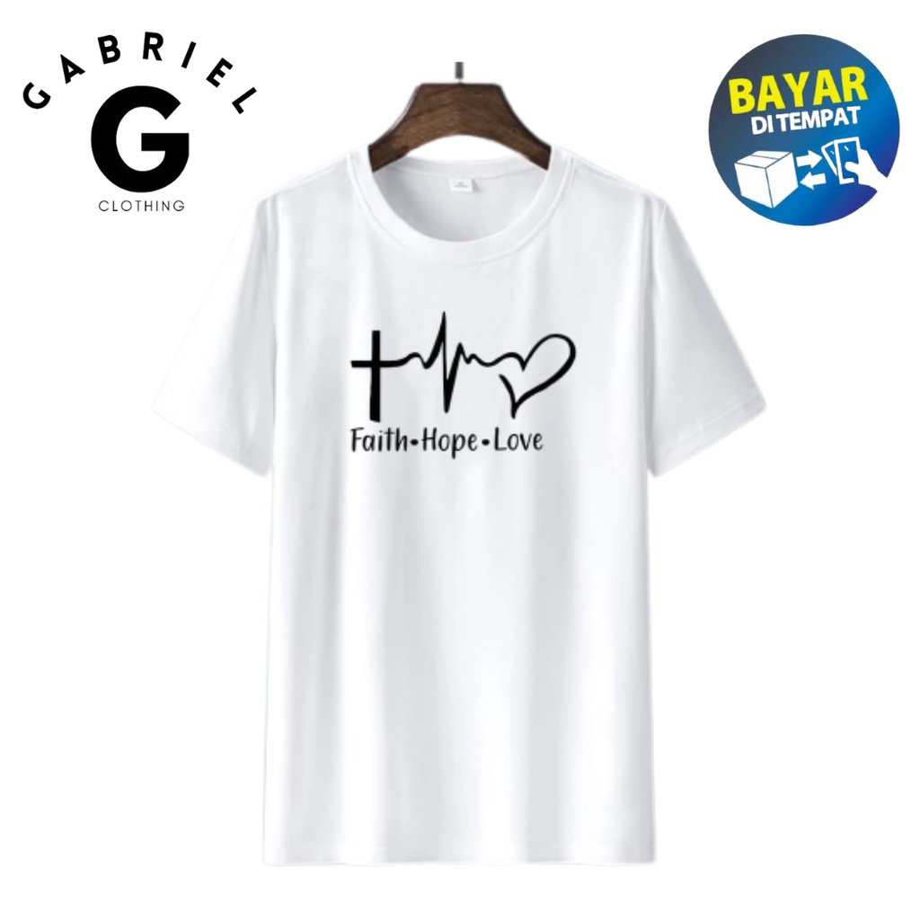 Jual Kaos Distro Rohani 'FAITH+HOPE+LOVE' / Kaos Salib Kayu / Kaos ...