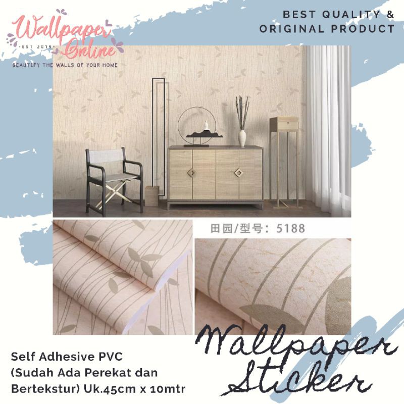 Jual Daun salur coklat - wallpaper sticker dinding uk.45cm x 10mtr | Shopee Indonesia