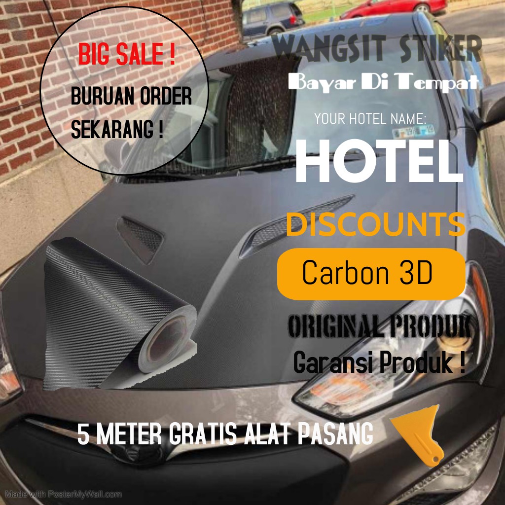 Jual STIKER SKOTLET MOBIL MOTOR KARBON CARBON 3D ( Bayar Di Tempat ...