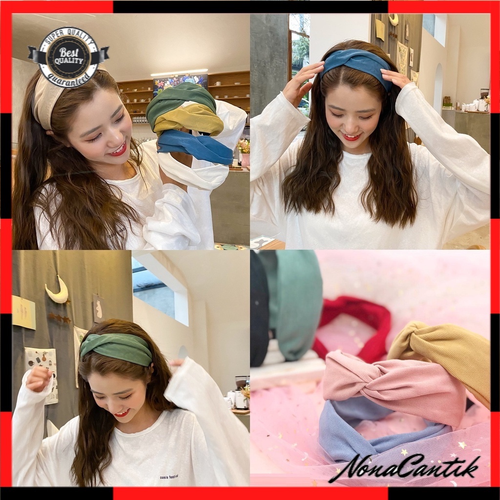 Jual Bando Lebar Dewasa 7cm Warna Doff Bahan Drill Bandana Simpul Korea ...