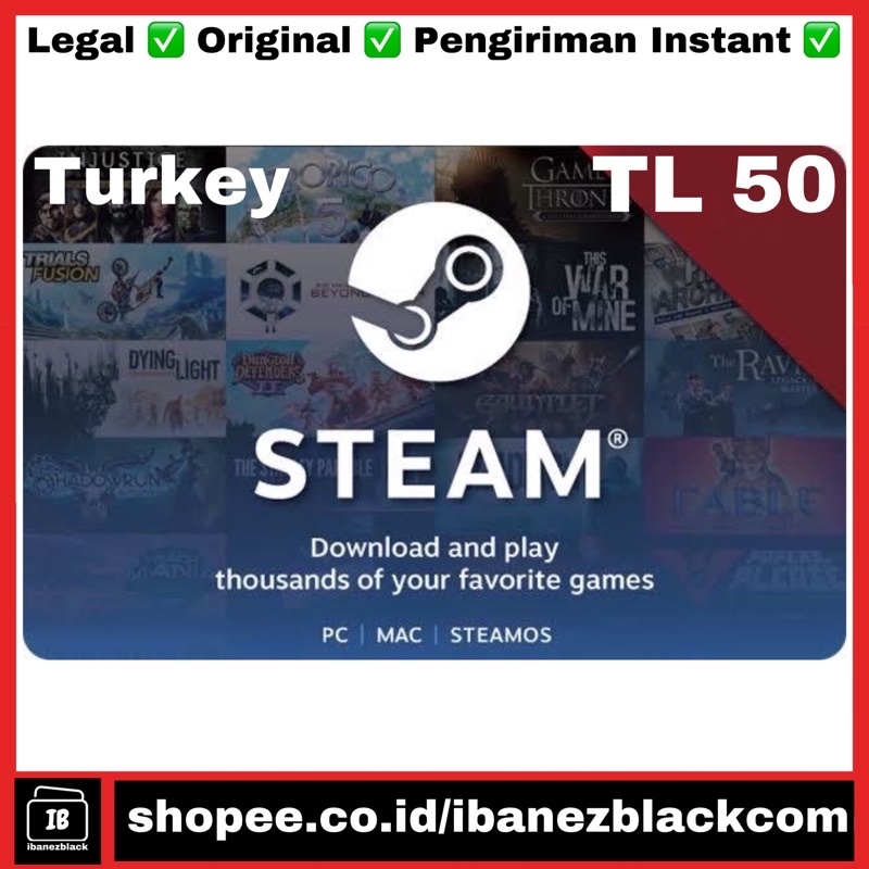 Jual Steam Wallet Code Turkey TL 50 Gift Card Digital Code | Shopee ...