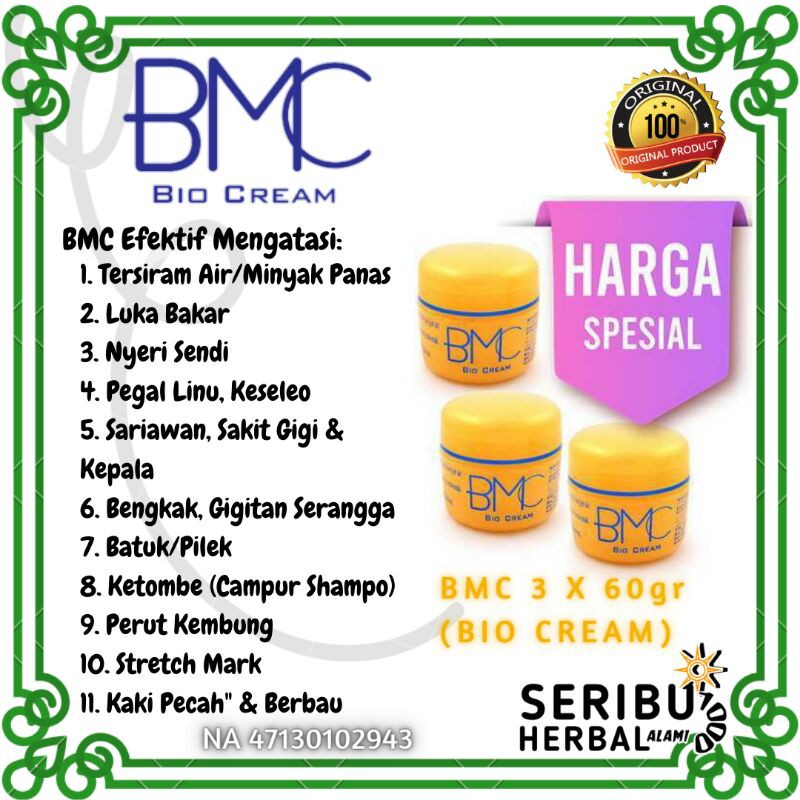 Jual BMC Bio Cream Krim Serba Guna Multi Fungsi Luka Bakar Pegal Linu ...