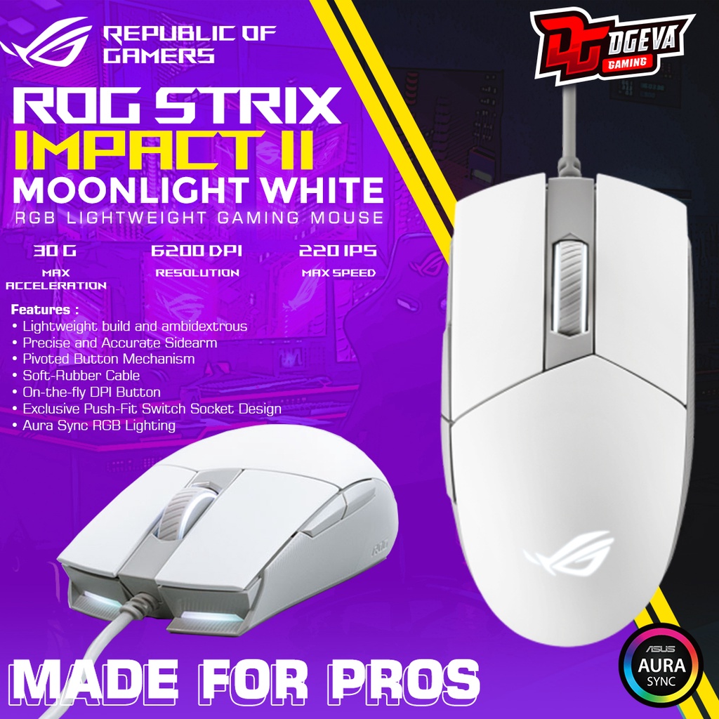 Jual Asus ROG Strix Impact II Moonlight White RGB Ambidextrous Gaming ...