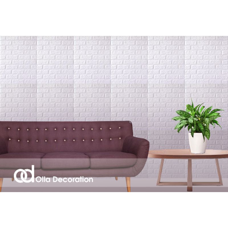 Jual wallfoam/wallpaper dinding bata putih motif batu alam 3D 70 x 77 ...