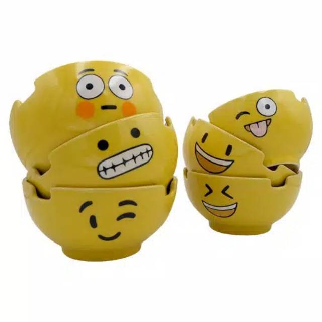 Jual Mangkok unik emoticon kuning / mangkok emoji unik / mangkuk canti ...