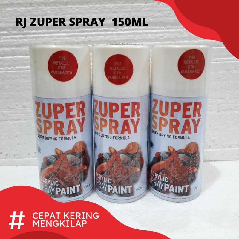 Jual CAT SEMPROT RJ ZUPER SPRAY 150ML 1108 METALLIC RED MERAH METALIK PYLOK PYLOX PILOK | Shopee ...